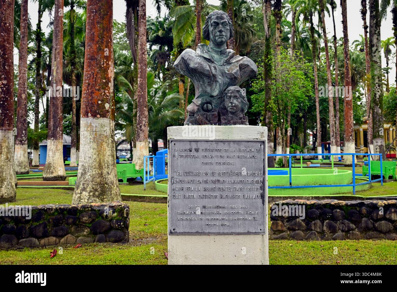 December 3, 2025 - Limon, Costa Rica - A statue featuring the bust of ...