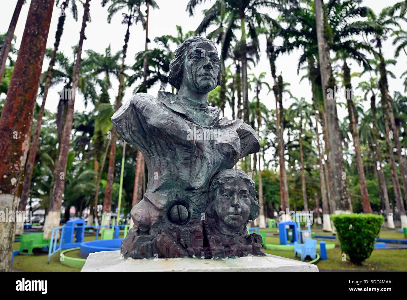 December 3, 2025 - Limon, Costa Rica - A statue featuring the bust of ...