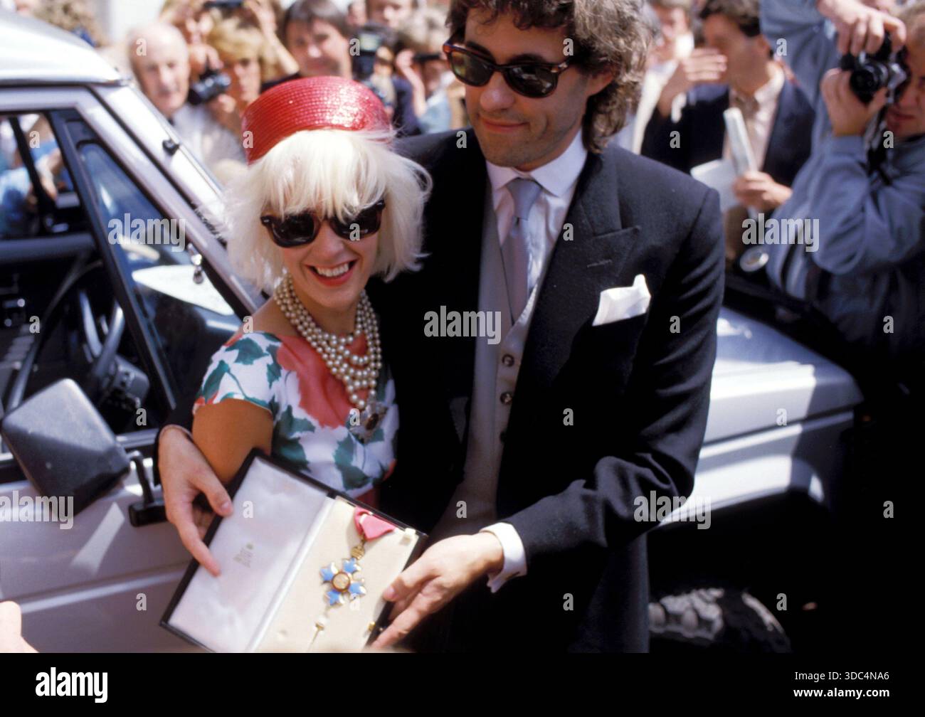 Irish singer-songwriter Bob Geldof, with Paula Yates, after he received ...