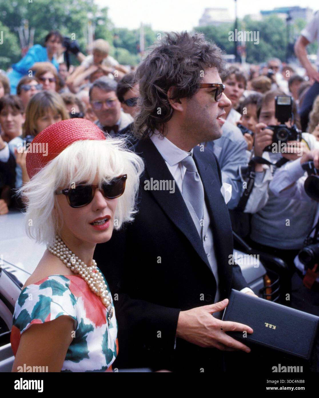 Irish singer-songwriter Bob Geldof, with Paula Yates, after he received ...
