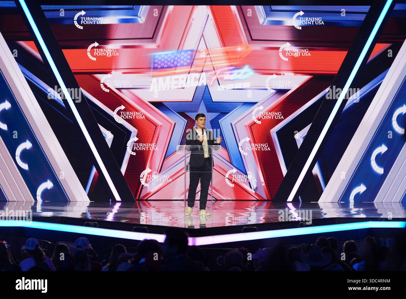 Chicago Cubs' Matt Shaw speaks during Turning Point USA's AmericaFest ...