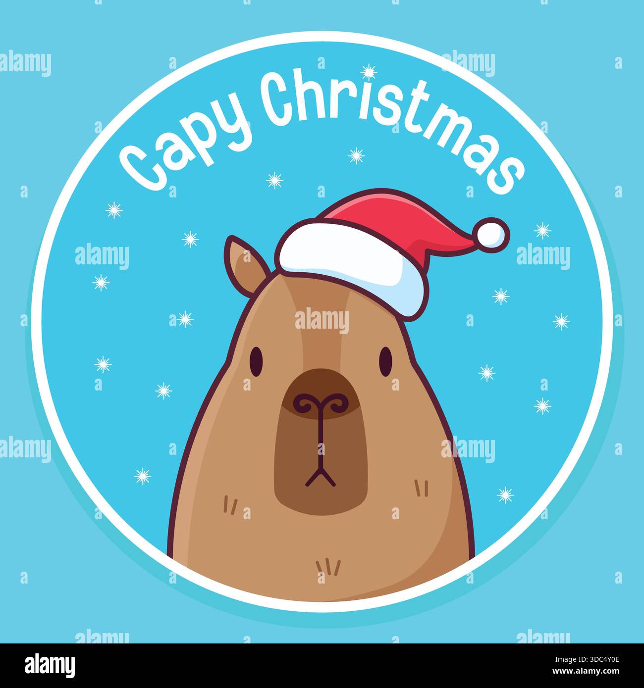 Cute capybara in Santa Claus hat. Christmas and New Year design ...