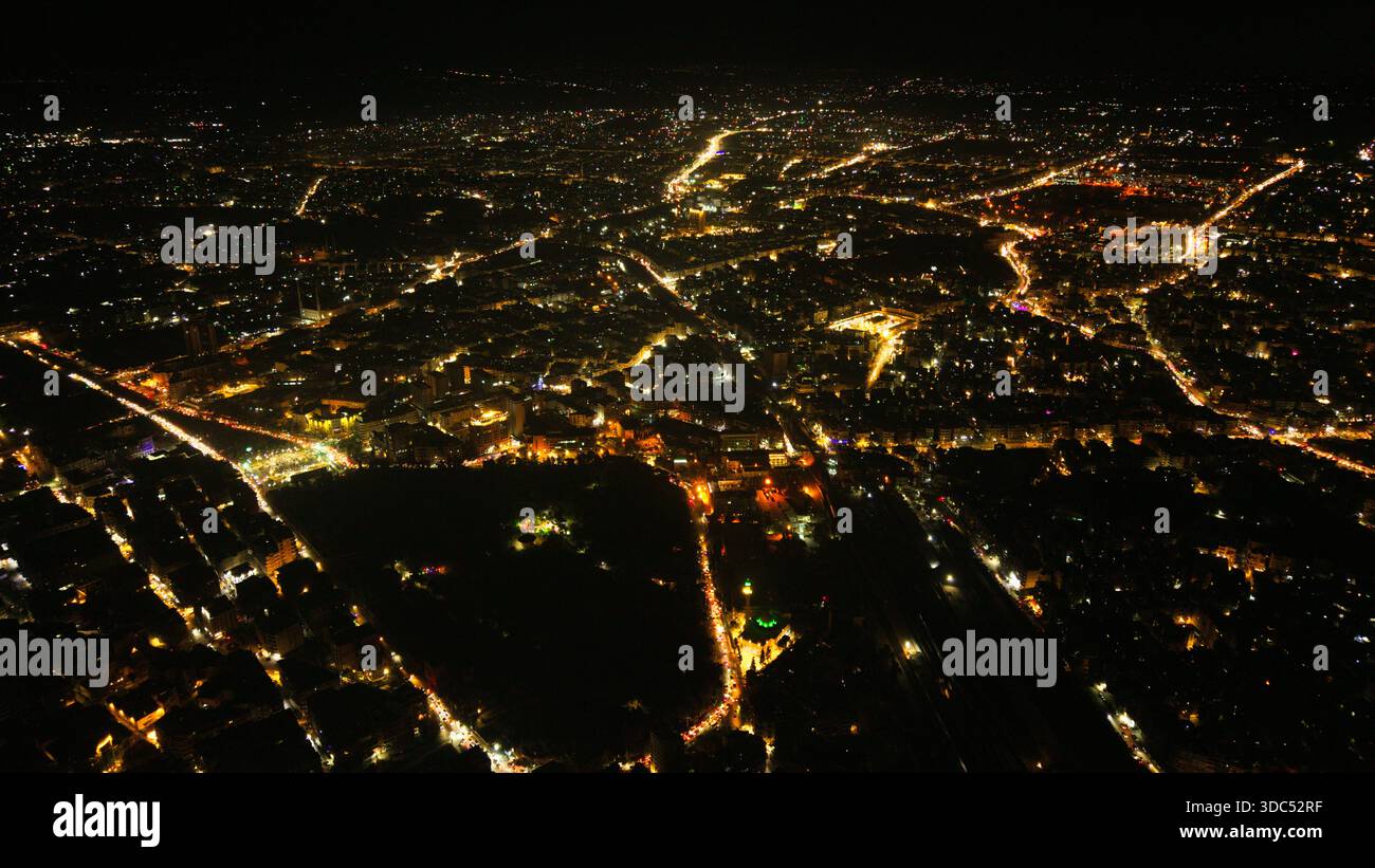 A Drone night view of Aleppo, Syria on December 19, 2025, showing ...