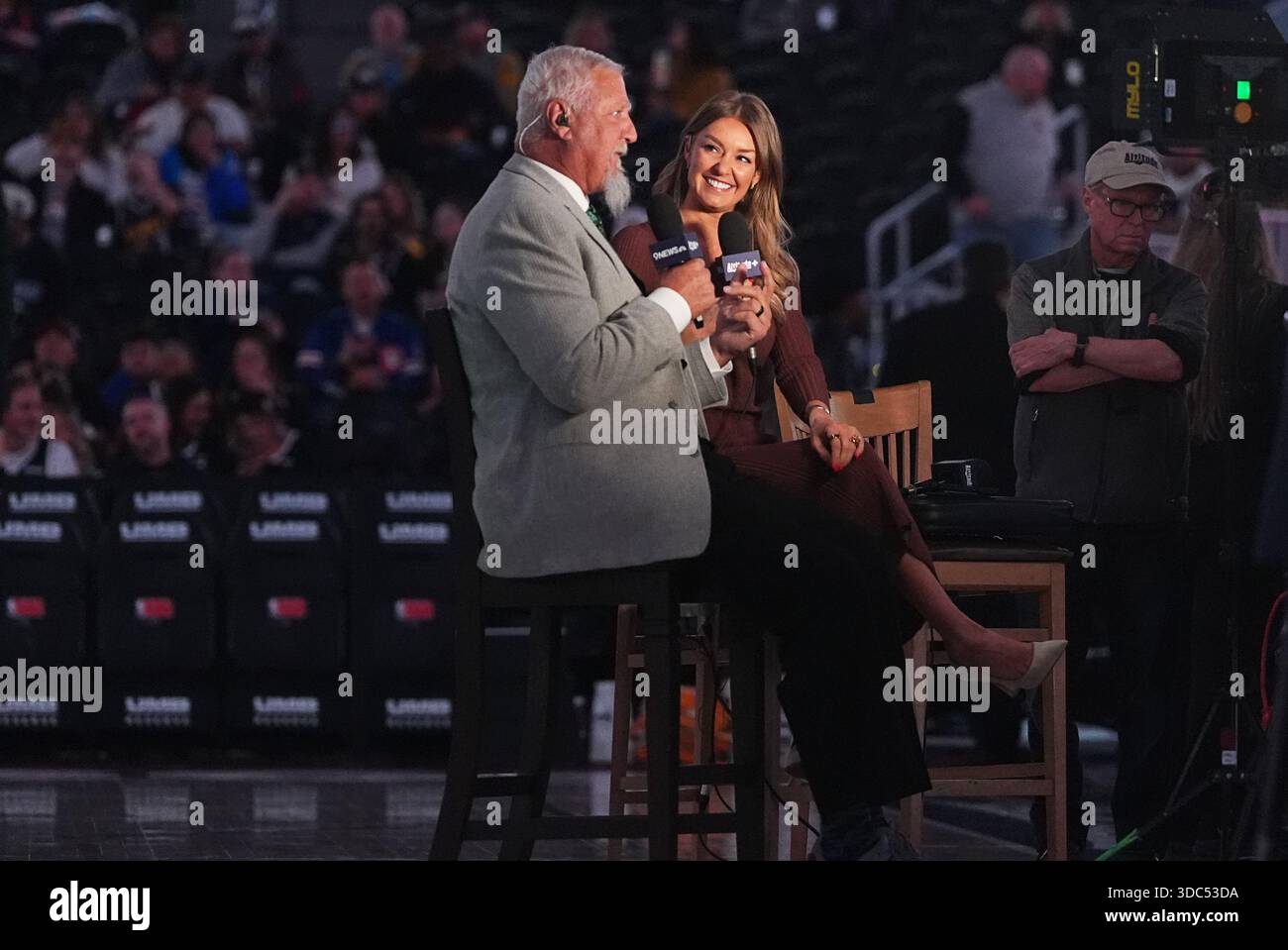 Denver Nuggets television announcers Scott Hastings and Katy Winge in ...