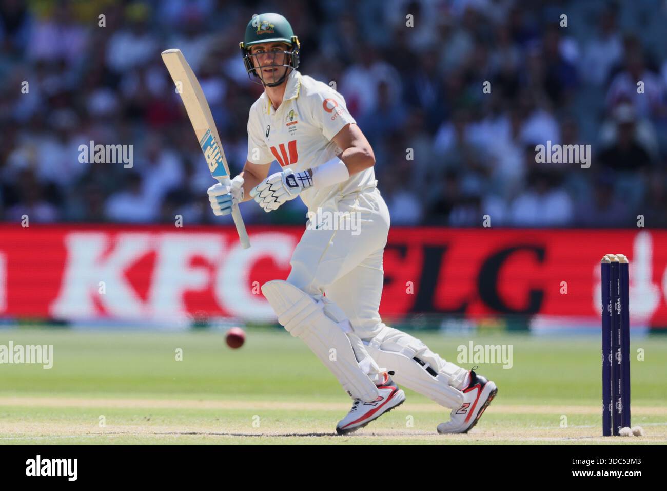 Australia's Pat Cummins bats during play on day four of the third Ashes ...