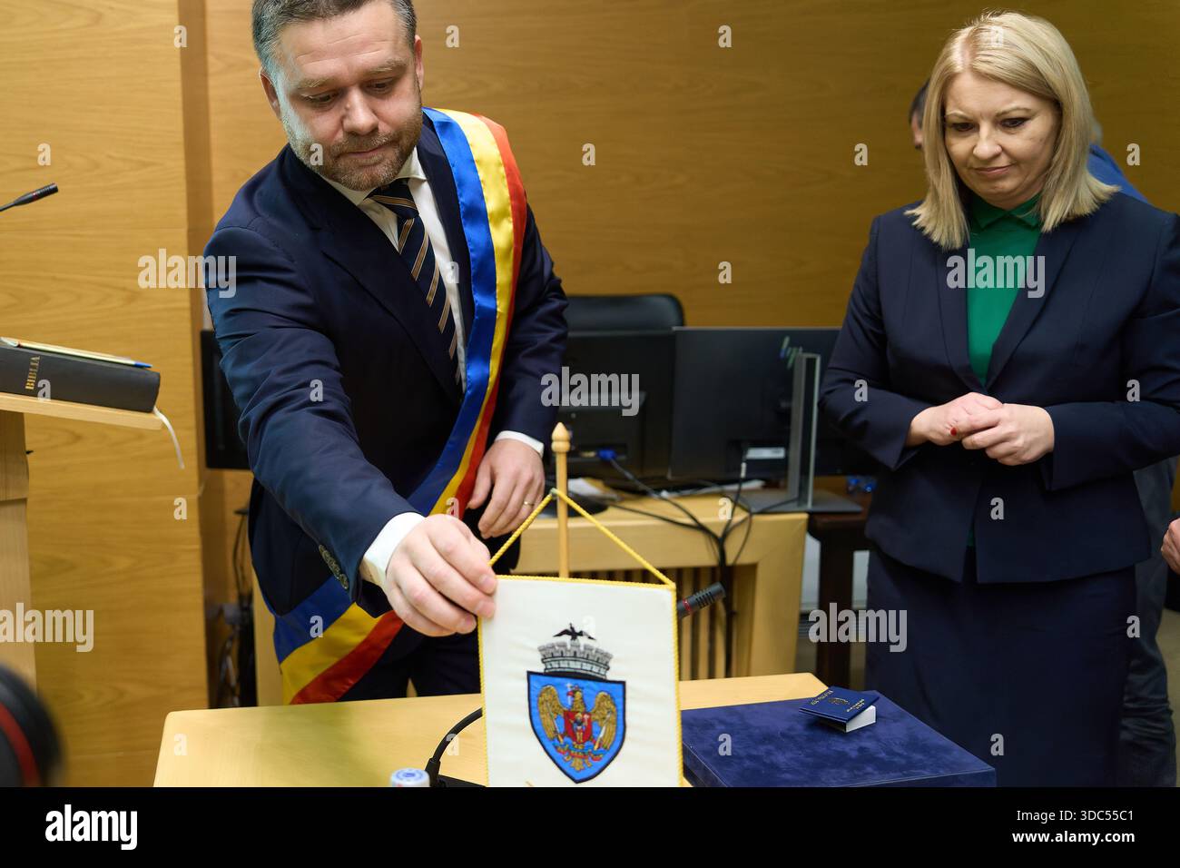 Bucharest, Romania. 19th Dec, 2025: Ciprian Ciucu (L), the new Mayor of ...