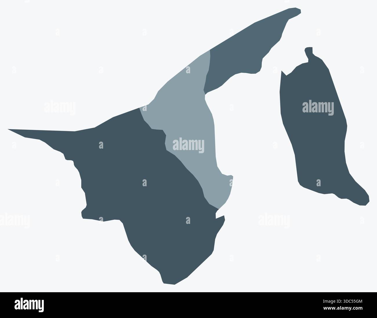 Map of Brunei with regions. Just a simple country border map with ...