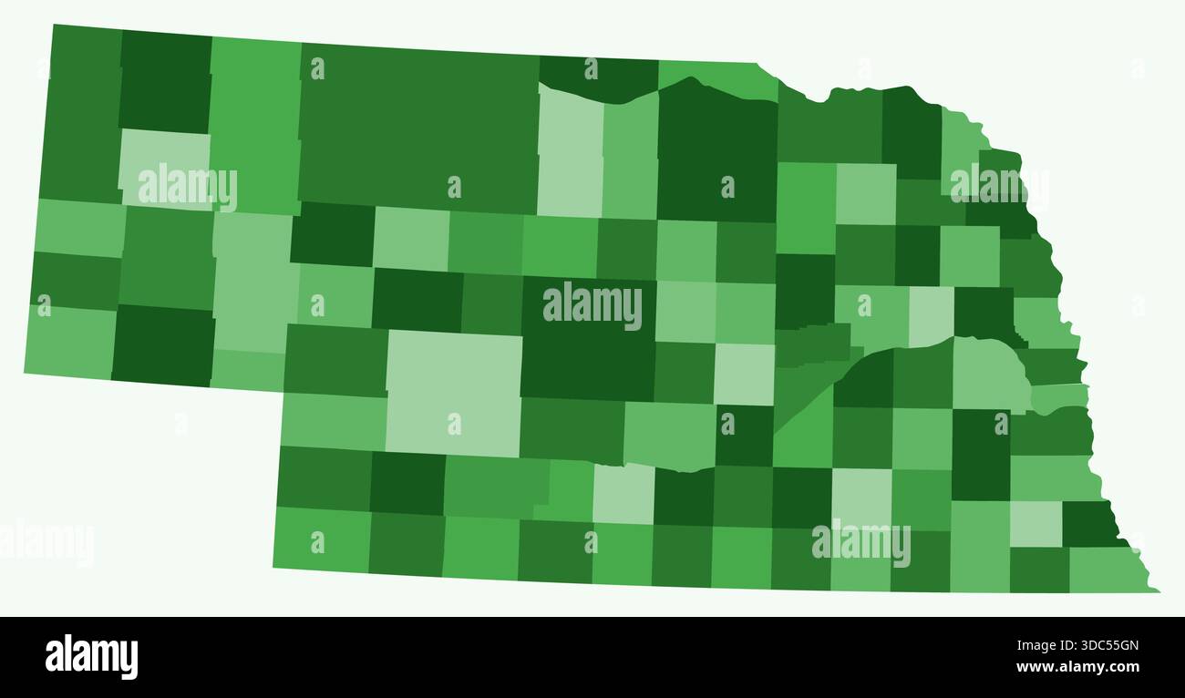 Map of Nebraska with counties. Just a simple state border map with ...
