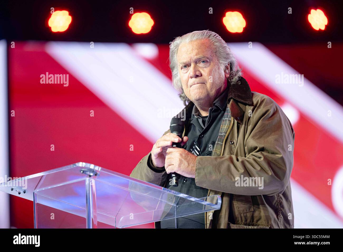 Steve Bannon speaks during Turning Point USA's AmericaFest 2025, Friday ...