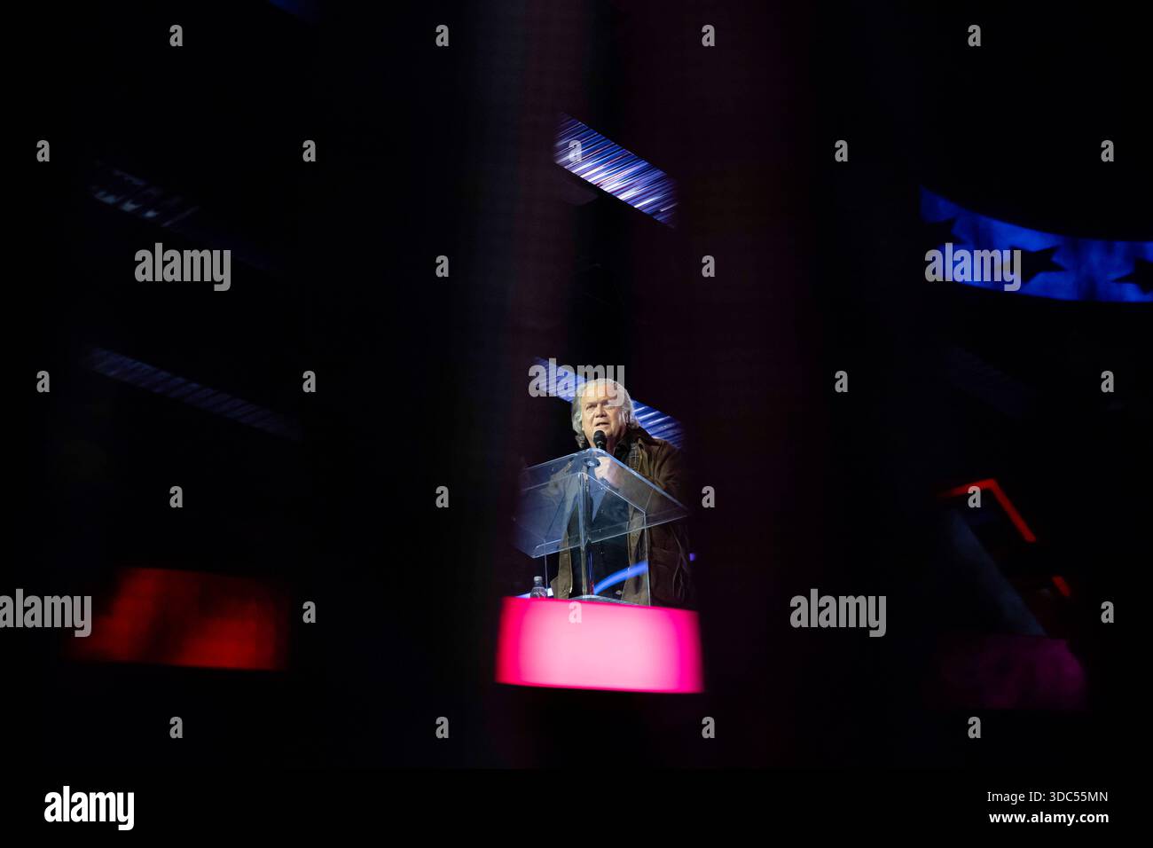 Steve Bannon speaks during Turning Point USA's AmericaFest 2025, Friday ...