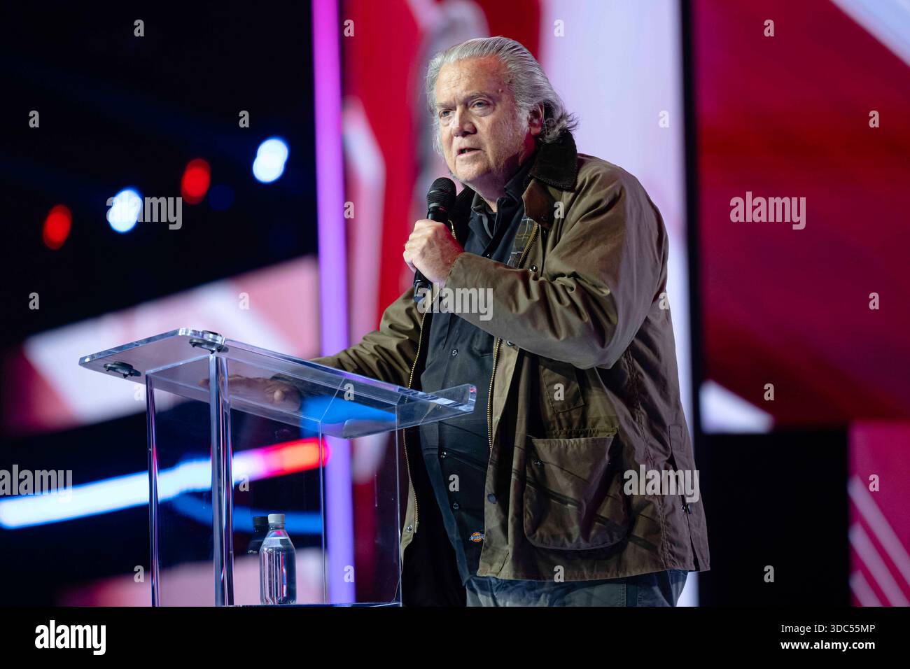 Steve Bannon speaks during Turning Point USA's AmericaFest 2025, Friday ...