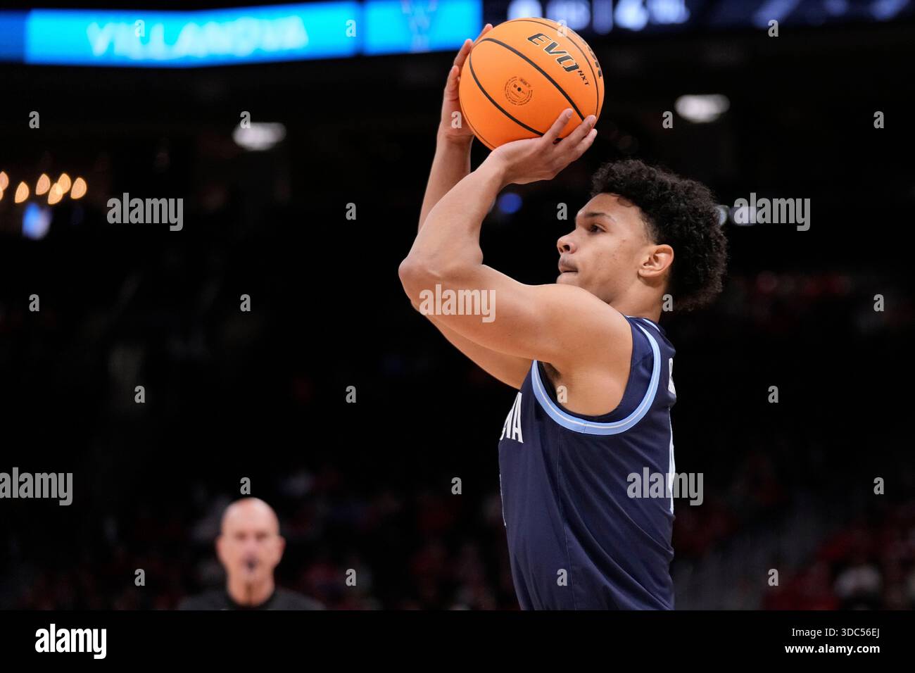 Villanova guard Tyler Perkins prepares to shoot a 3-point basket during ...