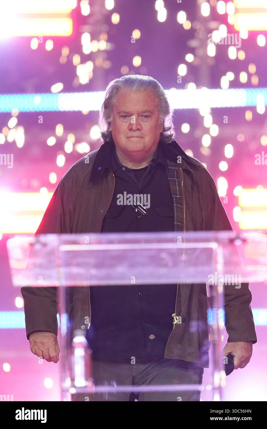 Steve Bannon takes the stage during Turning Point USA's AmericaFest ...