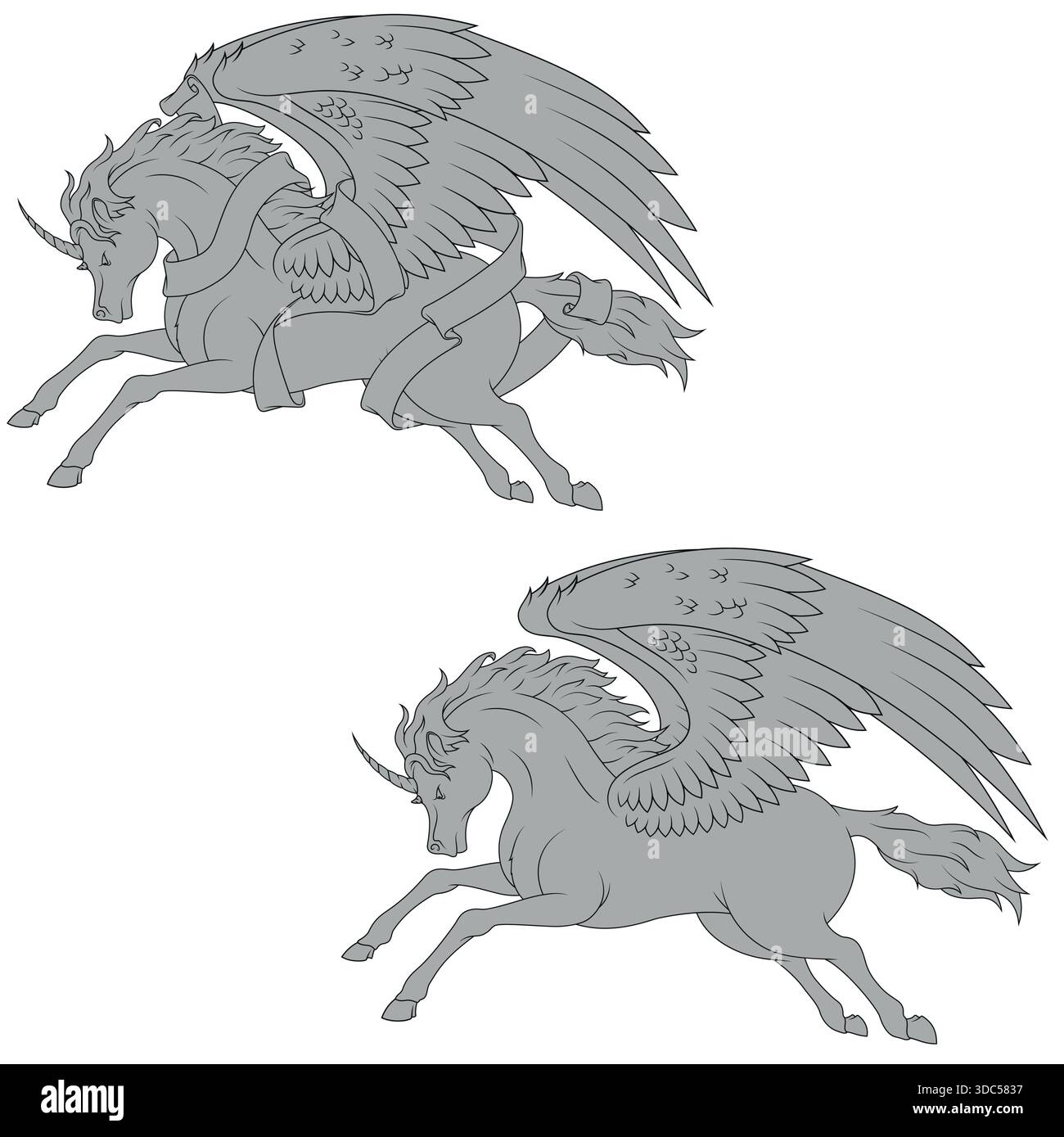 Pegasus with ribbon, winged horse from Greek mythology, winged fantasy ...