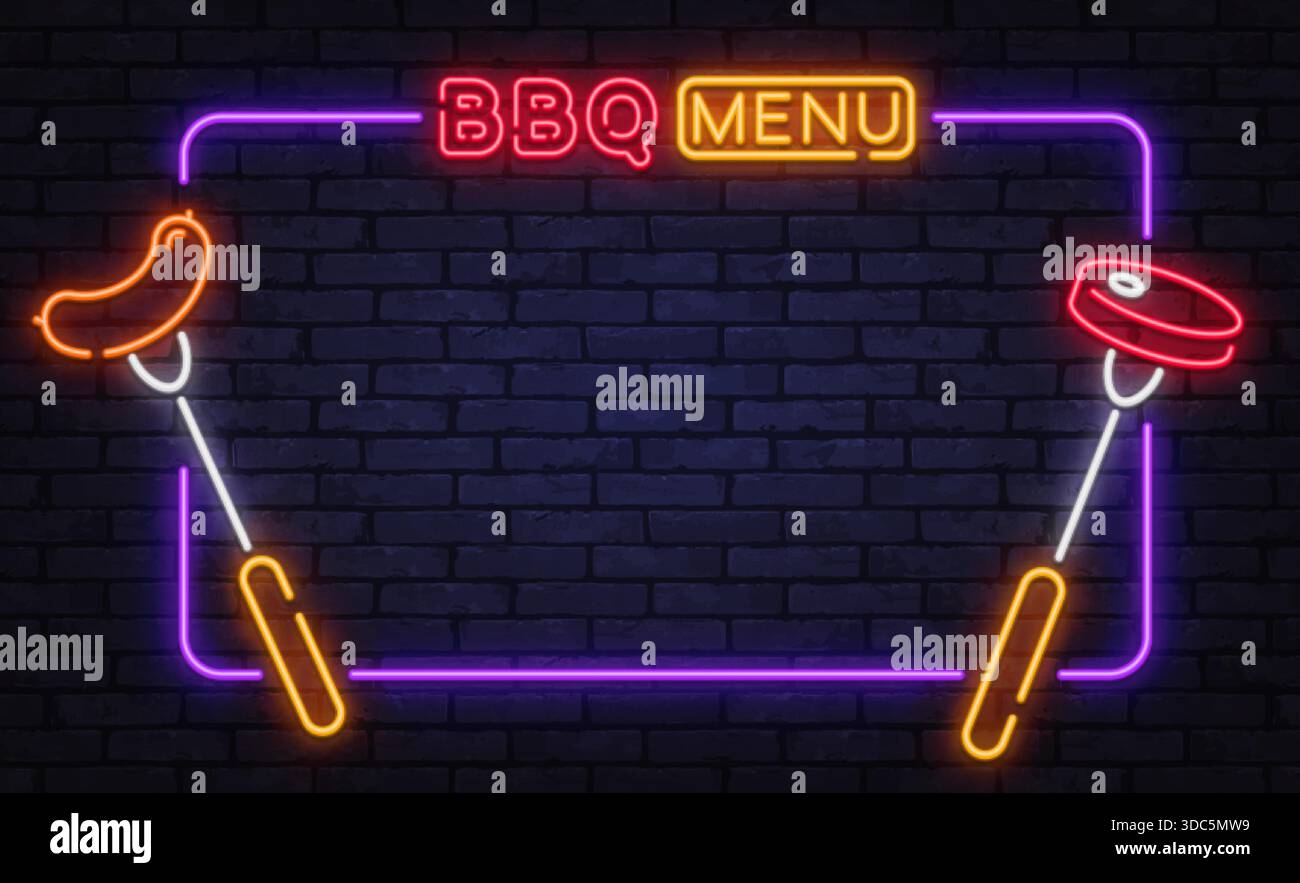 Barbecue neon pig sign Stock Vector Images - Alamy