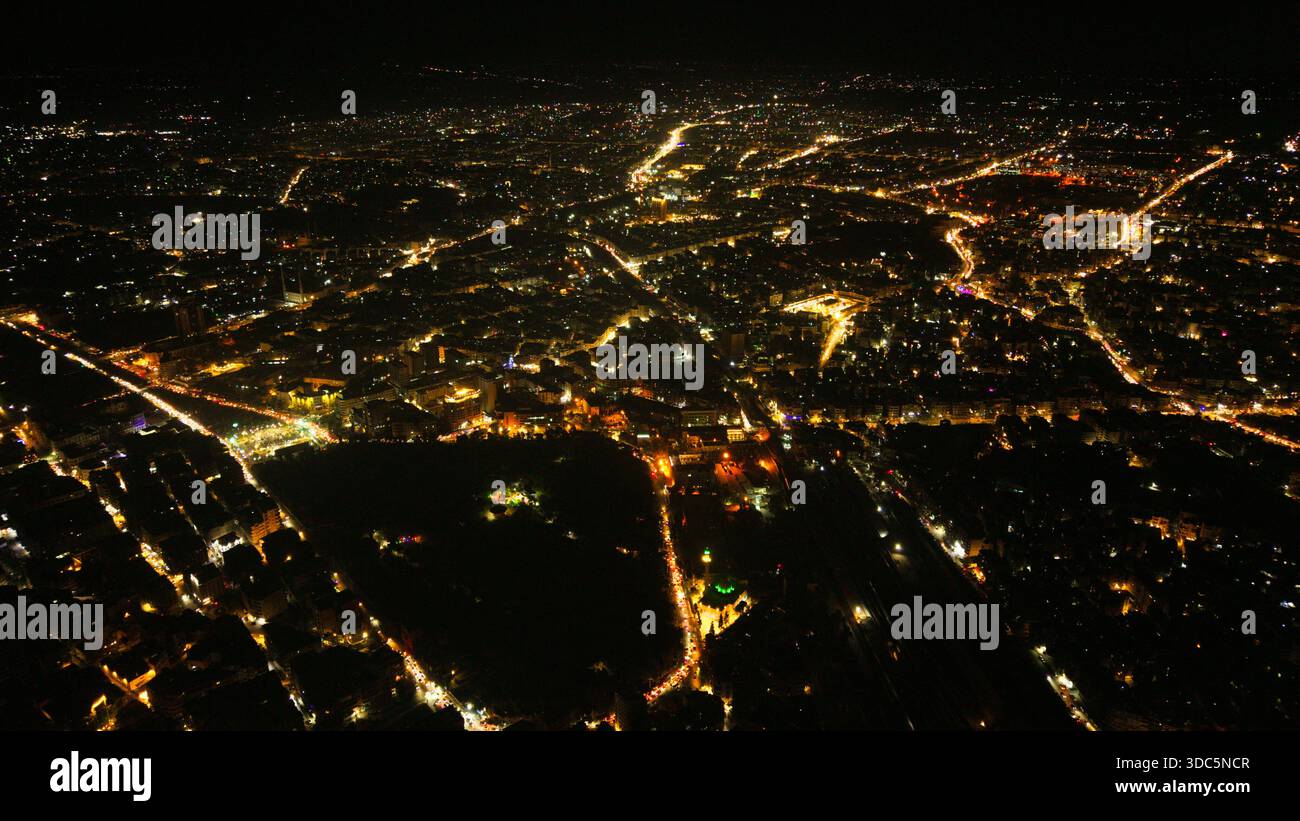 A Drone night view of Aleppo, Syria on December 19, 2025, showing ...