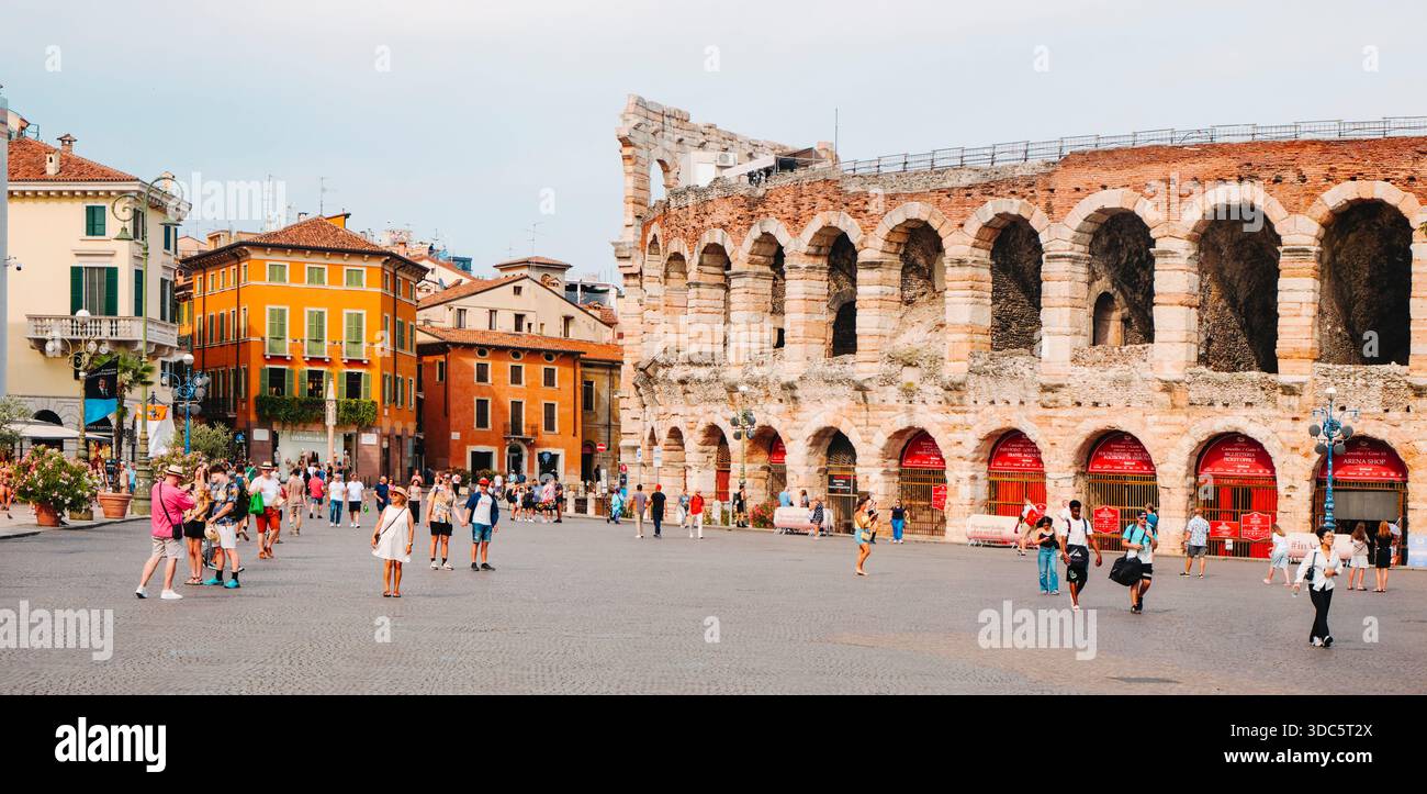 Verona, Italy - June 23, 2025: The Arena di Verona stretches across the ...