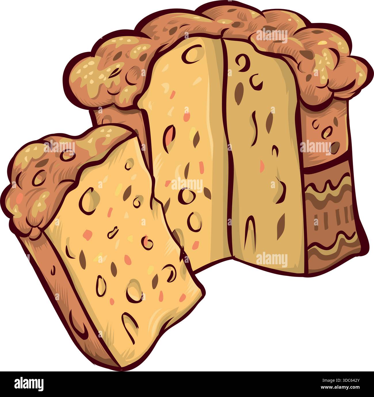 Hand drawn cartoon style panettone vector illustration Stock Vector ...