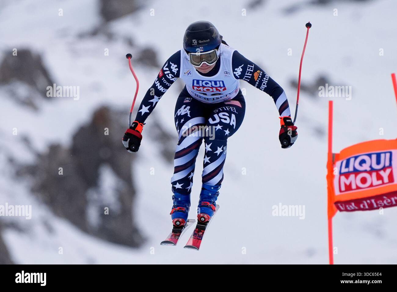 United States' Jacqueline Wiles speeds down the course during an alpine ...