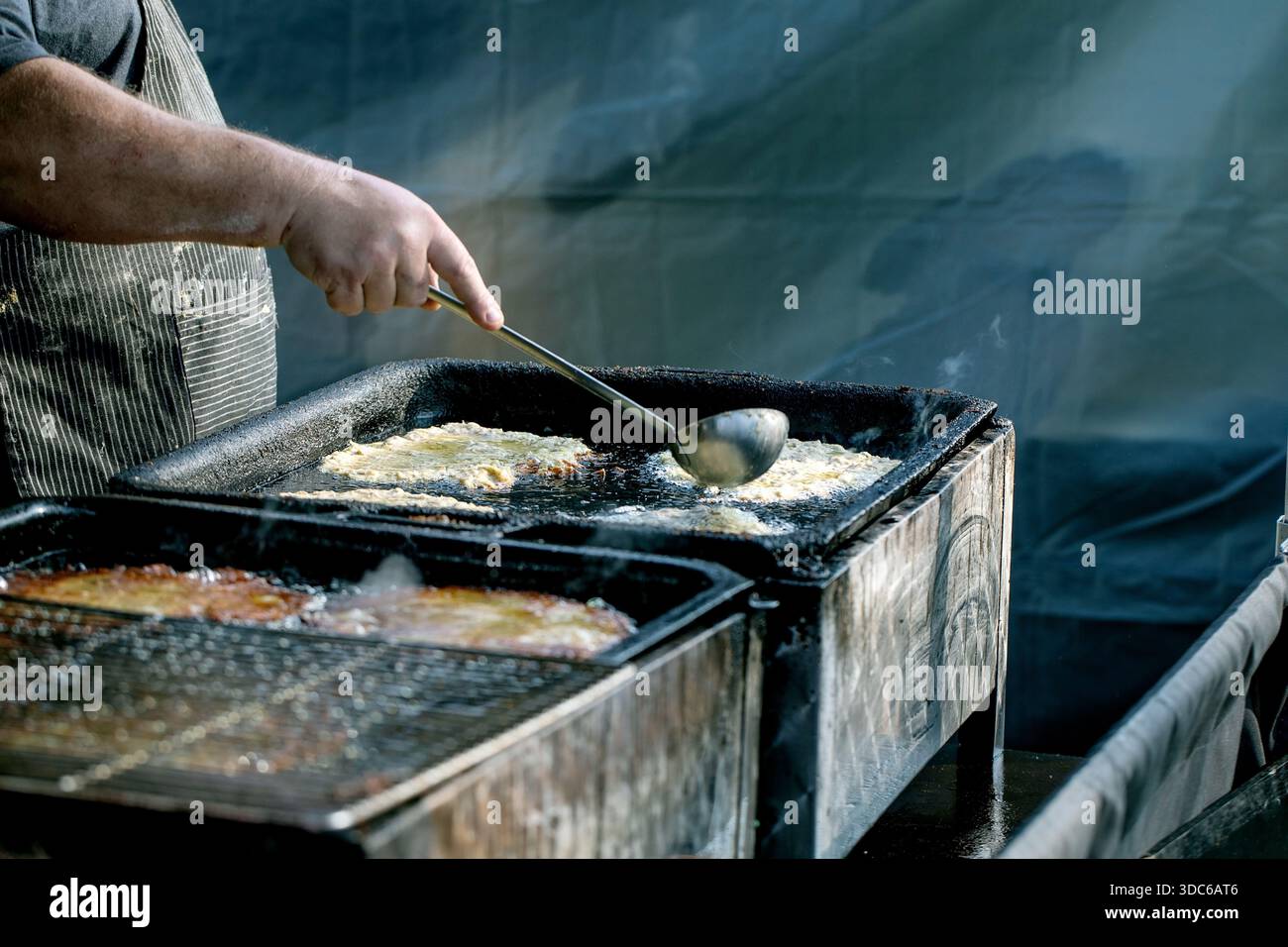 Street food festival in Europe. Traditional Hungarian fast food dish ...