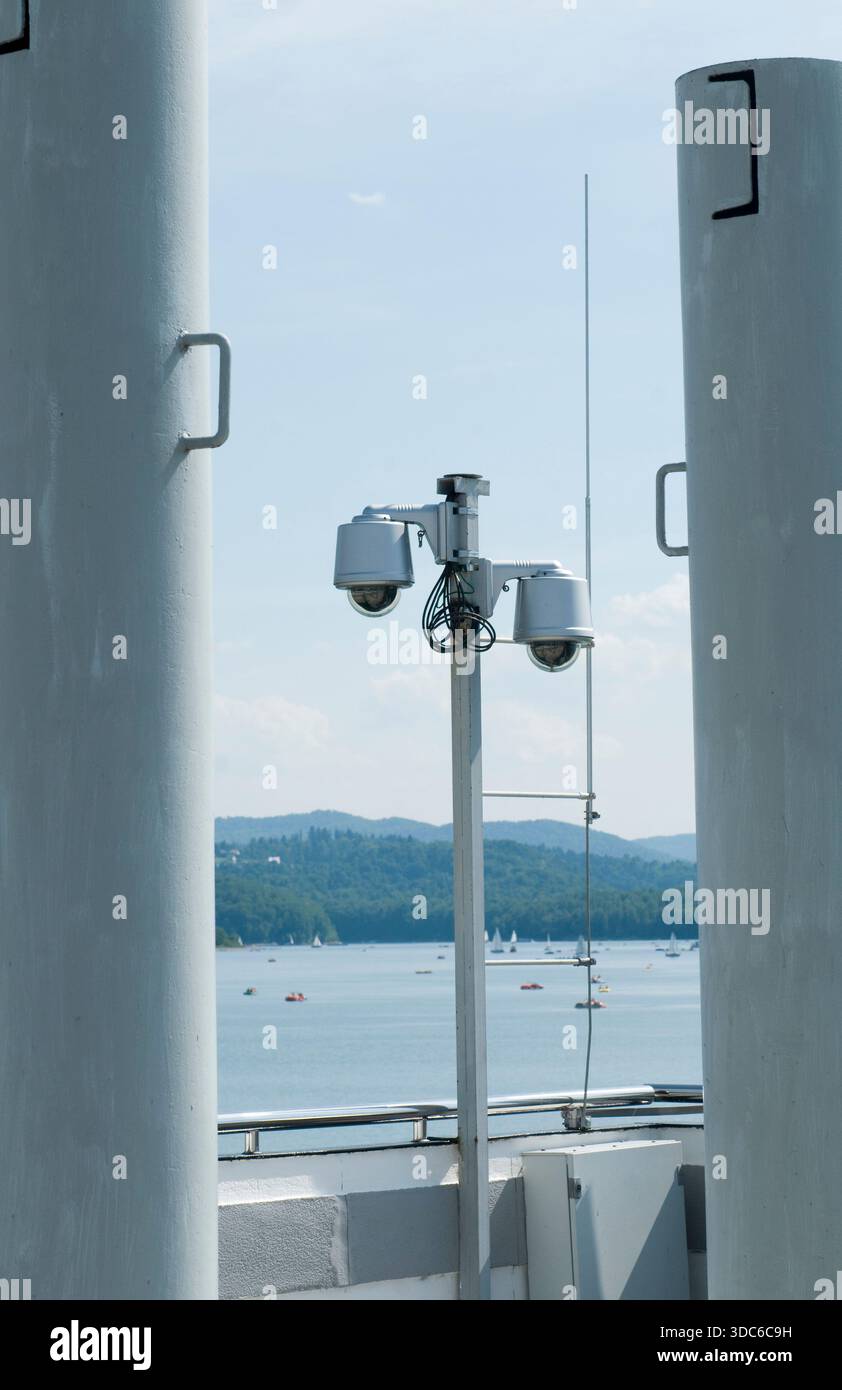 Industrial CCTV surveillance cameras installed on the crown of Solina ...