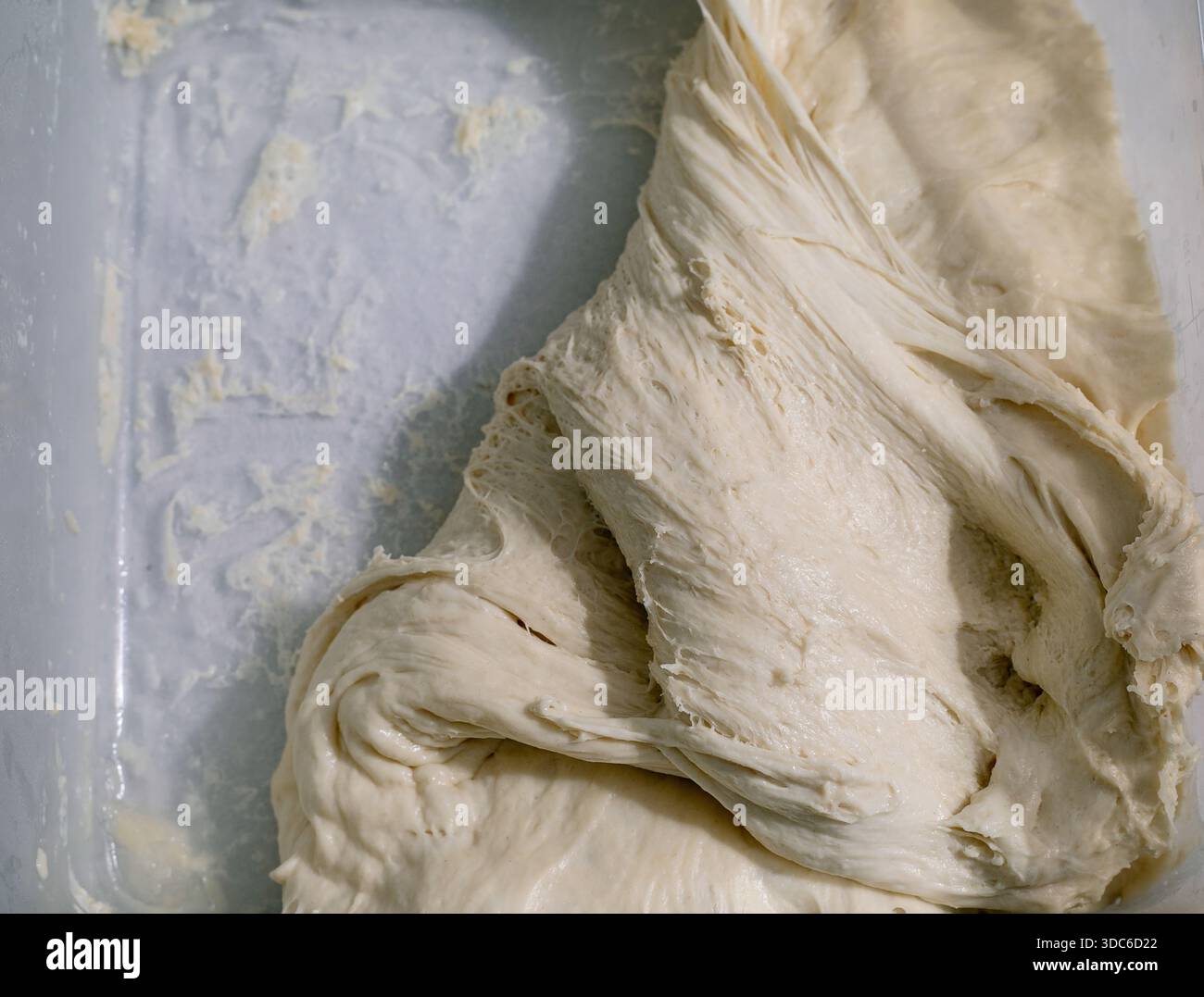 Fresh yeast dough close up. Homemade bread preparation process. Raw ...