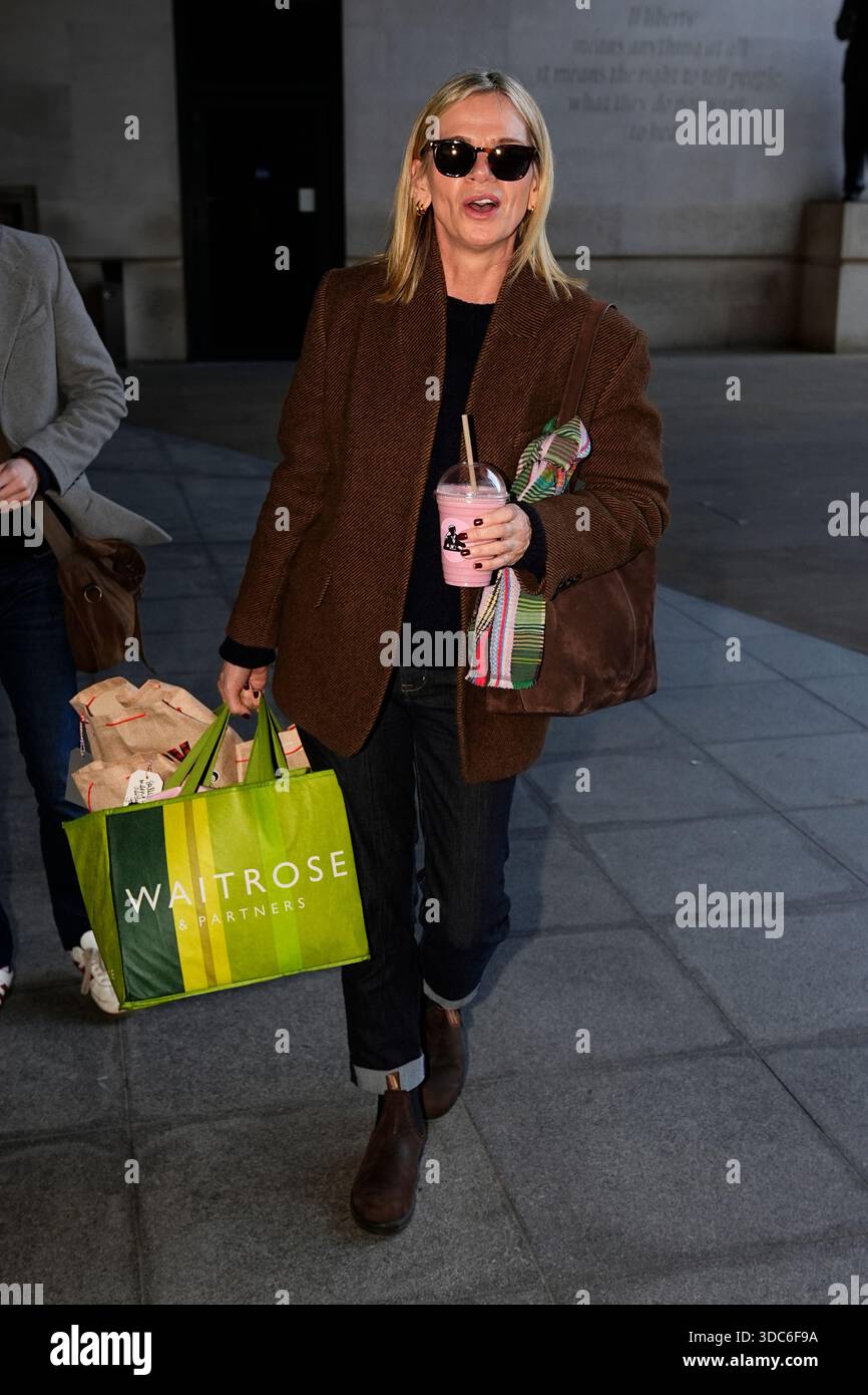 Radio presenter Zoe Ball outside BBC Broadcasting House in central ...