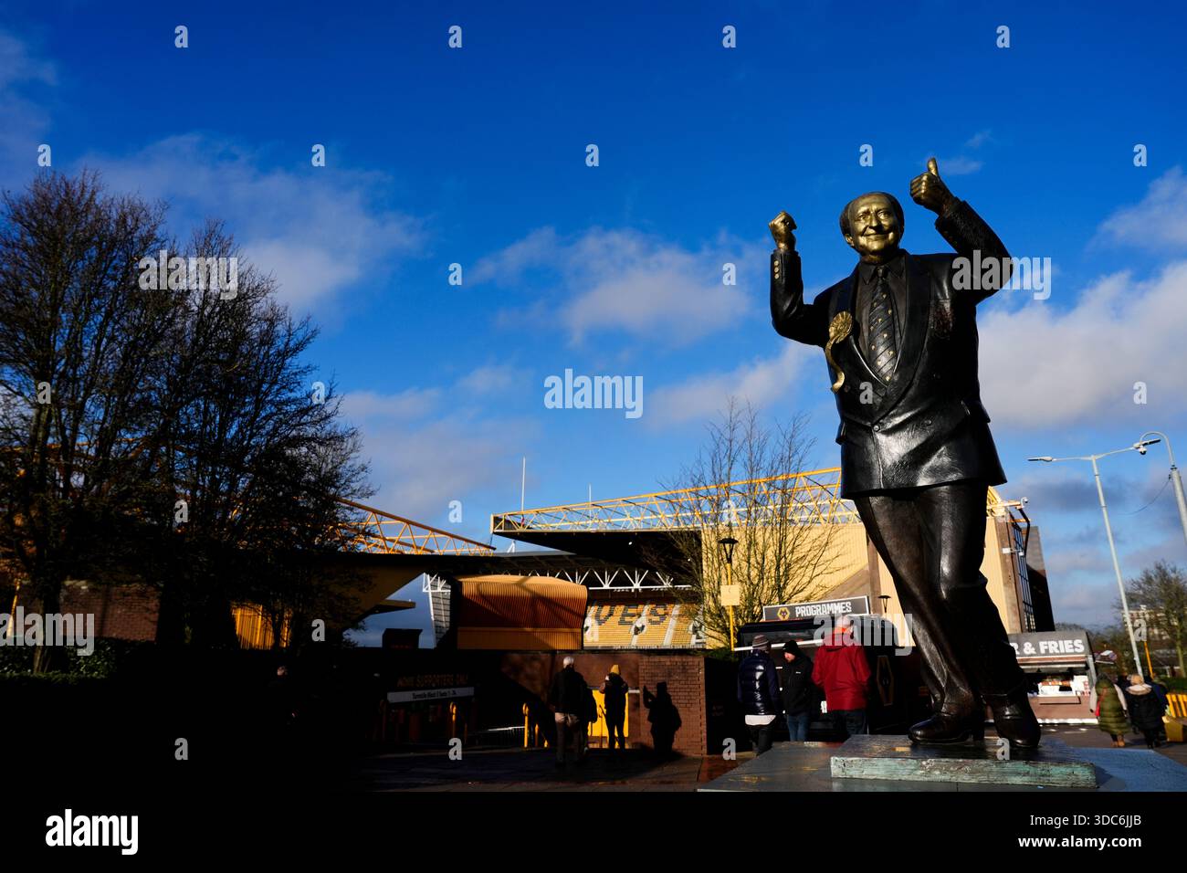 A general view of the Jack Hayward statue, Molineux Stadium ...