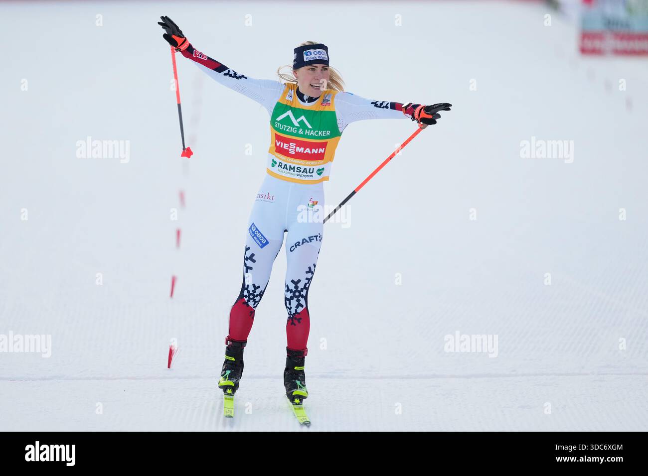 Ida Marie Hagen, of Norway, crosses the finish line to win the women's ...