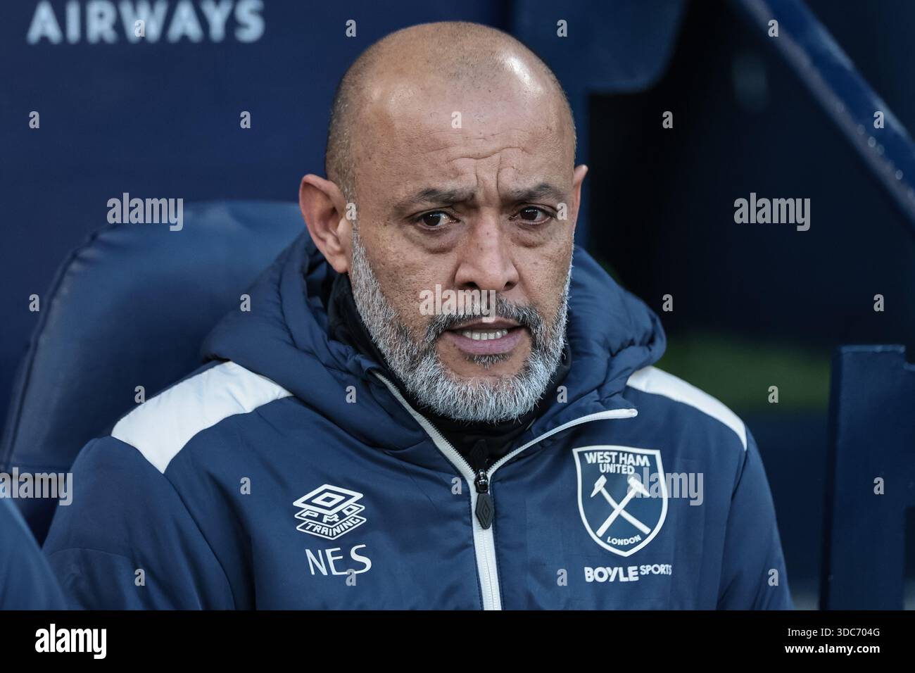 Nuno Espirito Santo manager of West Ham United during the Premier League match Manchester City ...