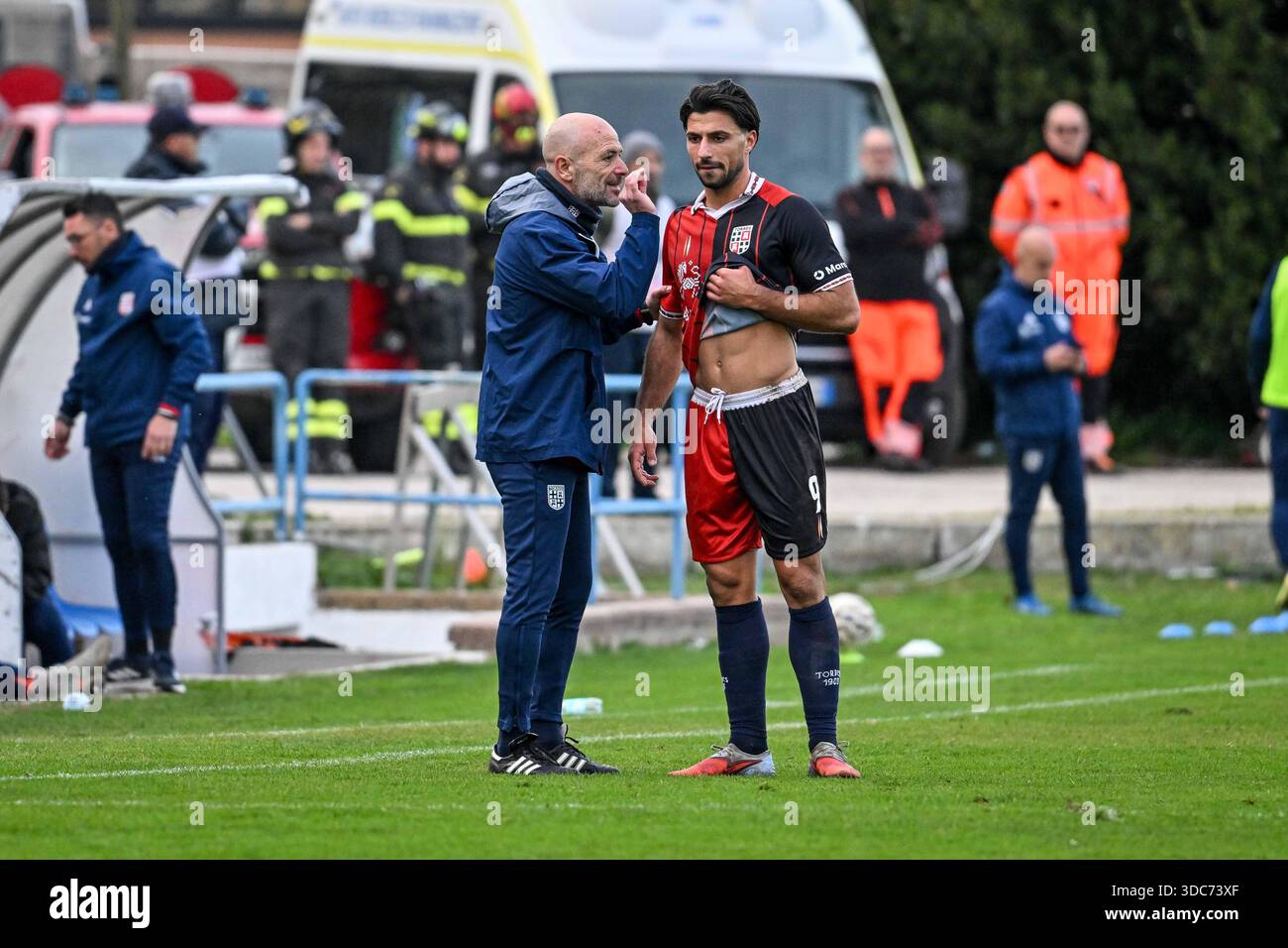 Alfonso Greco Head Coach of Torres, Antonino Musso of Torres during ...
