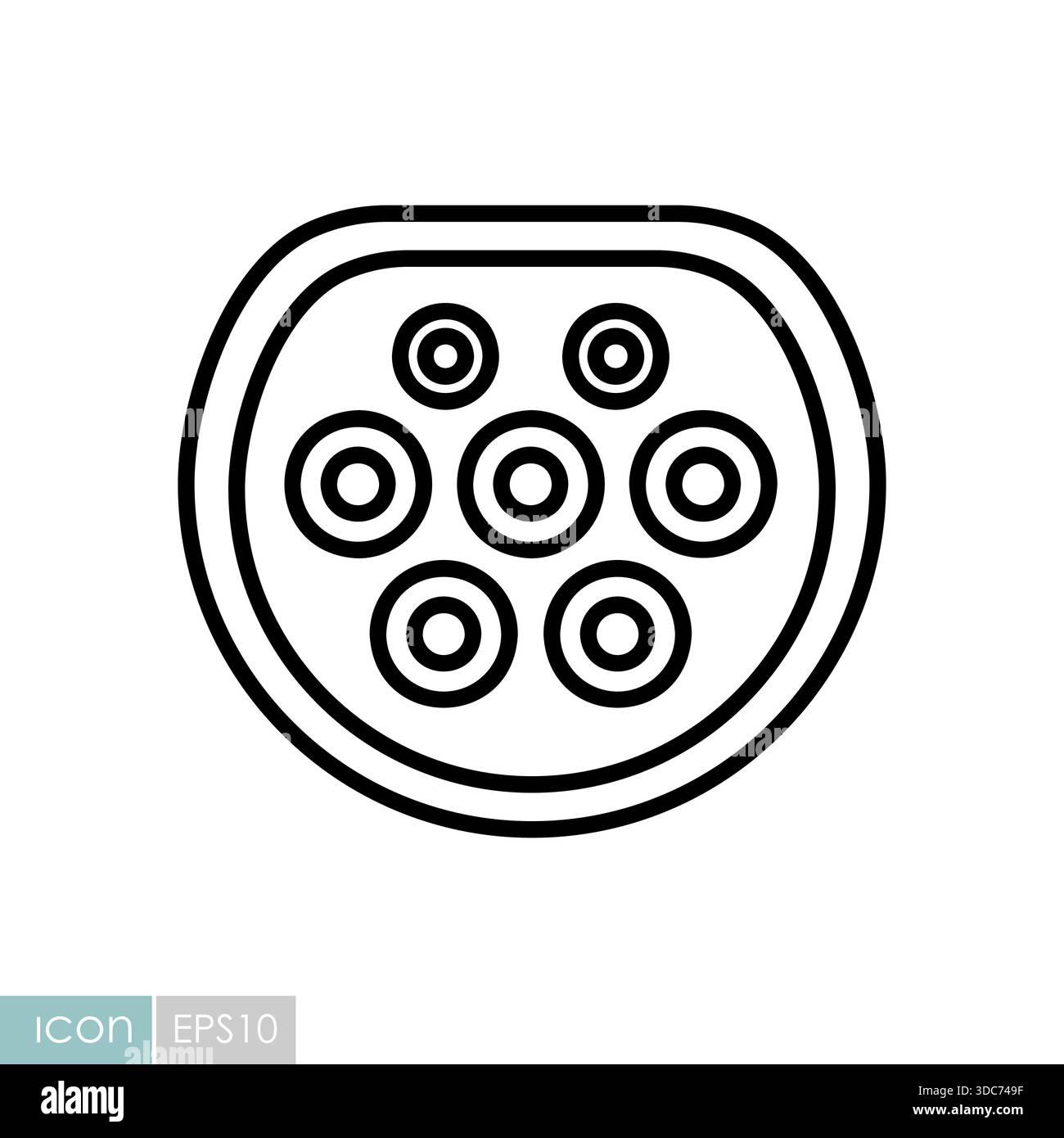 Minimalist outline CCS type 2 combo charging plug icon suitable for ...