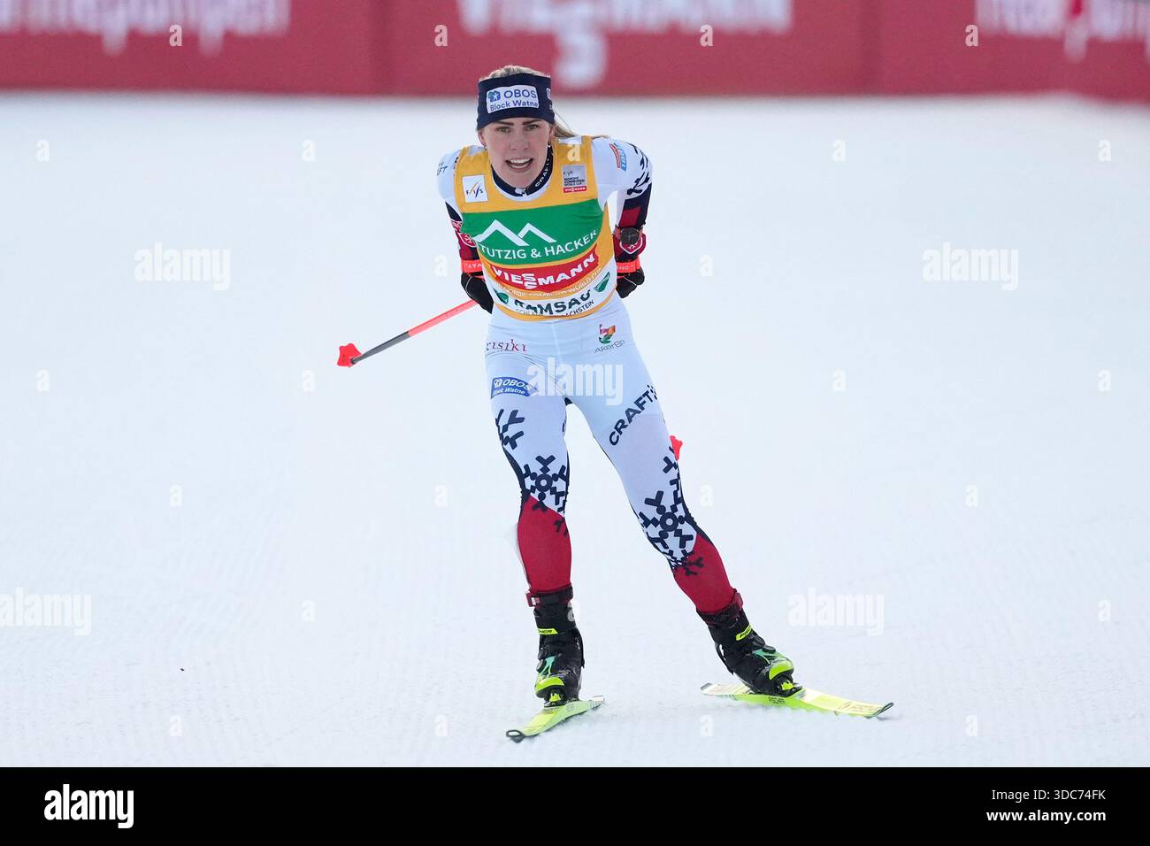Ida Marie Hagen, of Norway, approaches the finish line to win the women ...