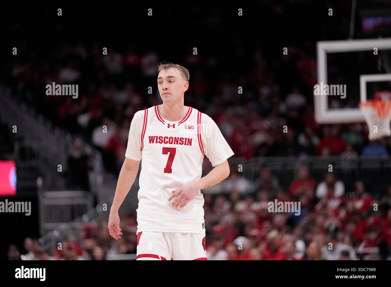 Wisconsin guard Andrew Rohde looks on during the second half of an NCAA ...