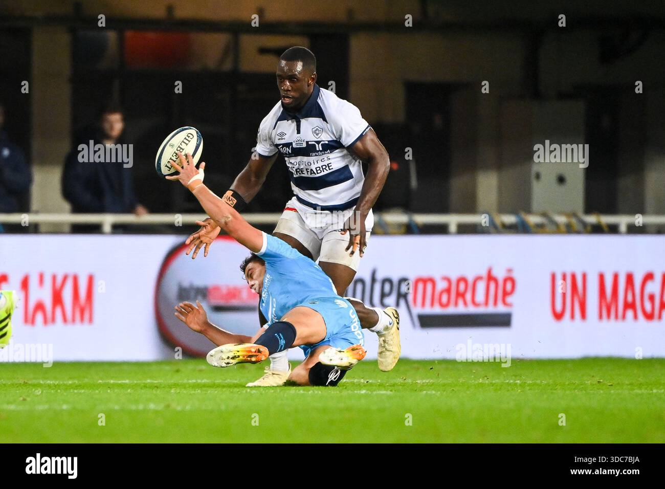 Arthur VINCENT of Montpellier and Christian GUETANG of Castres during ...