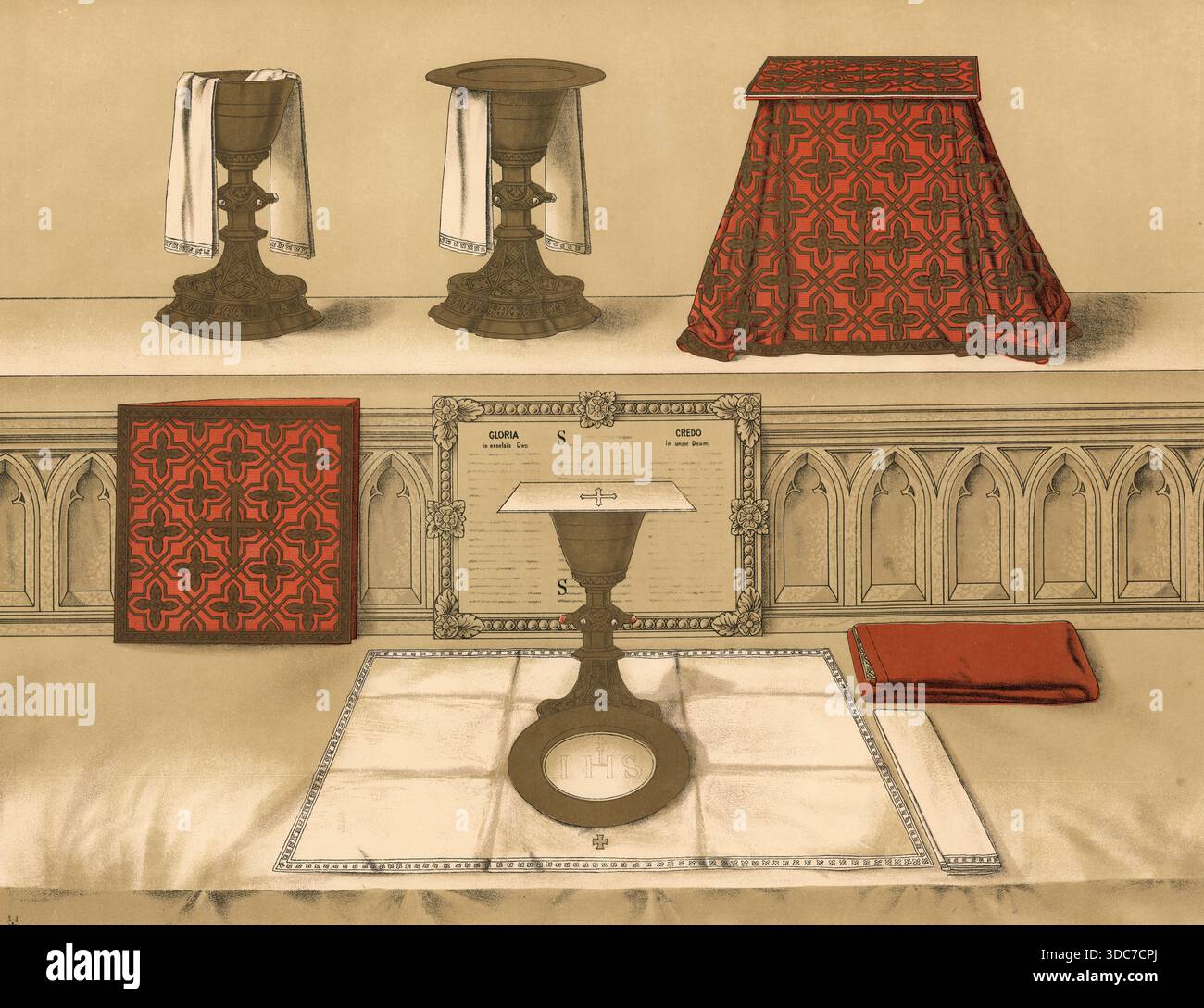 Scene from biblical history, altar chalices, liturgical vessels used in ...