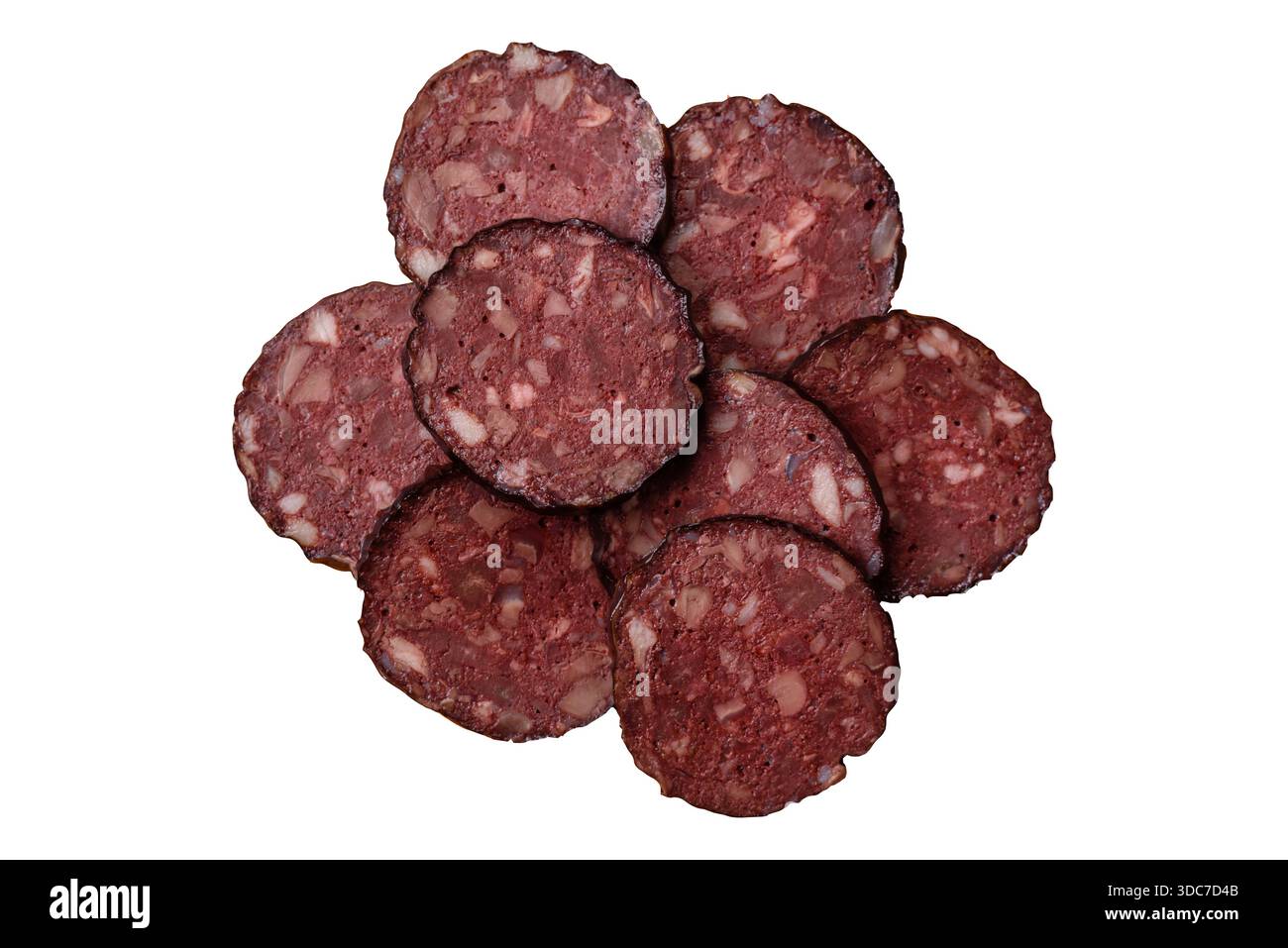 Black blood pudding, grilled pork sausage cooked for dinner. Blood ...