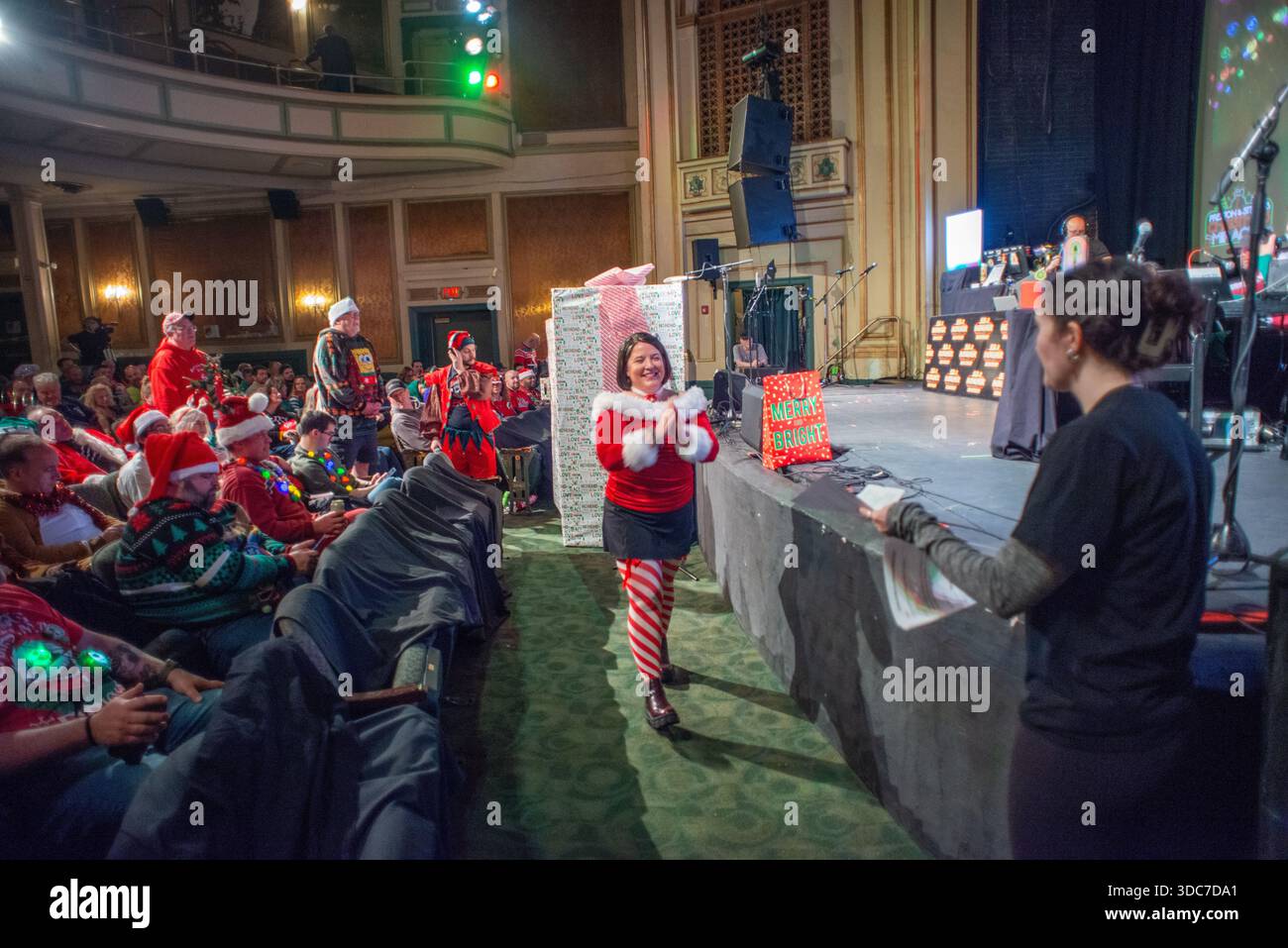Audience members wear Christmas attire during the Preston and Steve ...