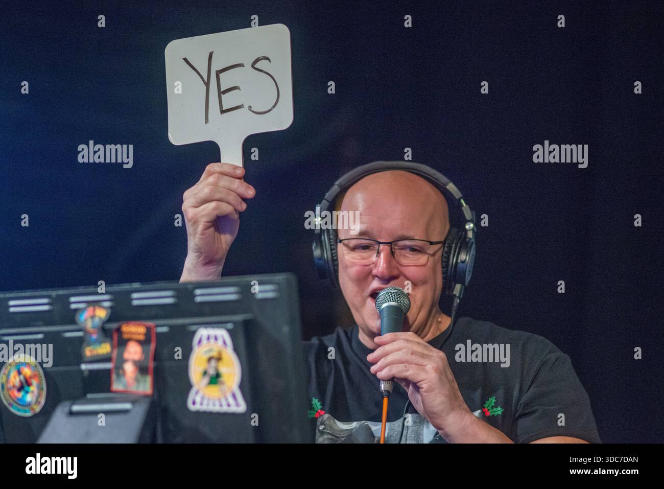 Steve Morrison broadcasts live during the Preston and Steve Show's ...