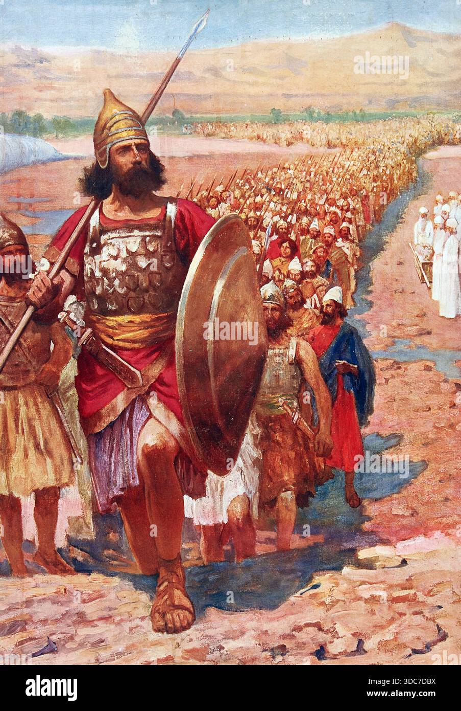 Scene from the biblical story, the crossing of the Jordan River, entry ...