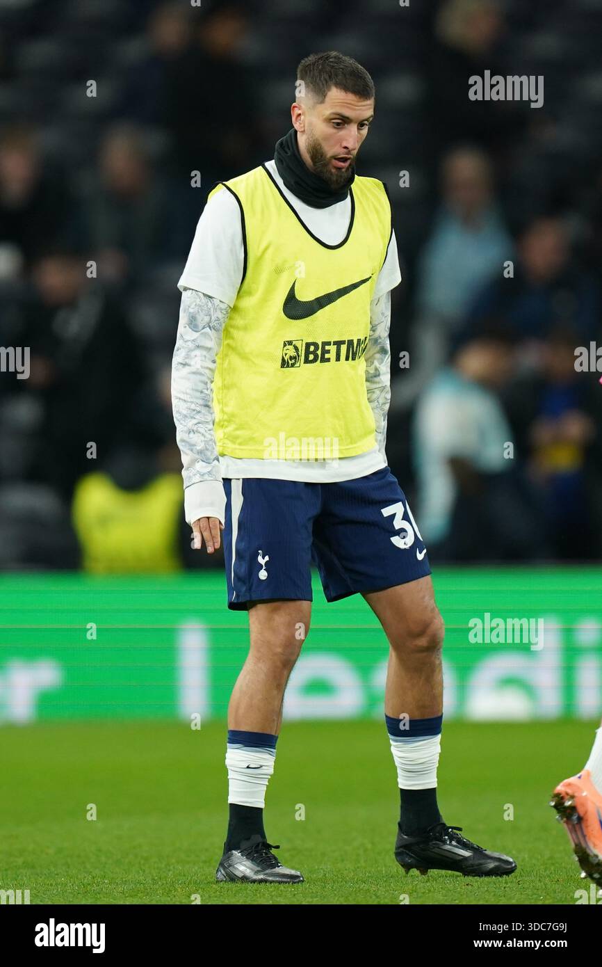 Rodrigo Bentancur of Tottenham Hotspur warming up prior to the ...