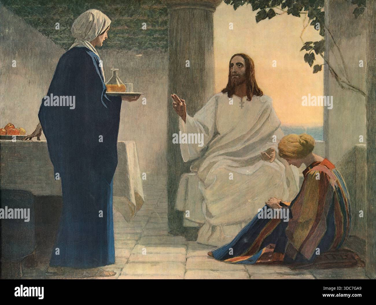 Scene from the biblical story, Mary and Martha, two sisters from ...