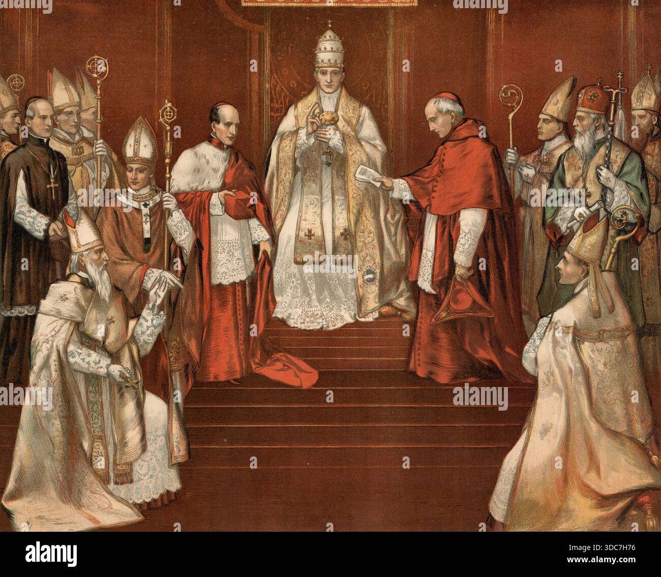 Scene from biblical history, the Pope and bishops are central figures ...