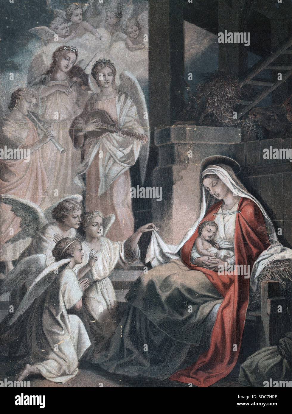 Scene from the biblical story, The Birth of Jesus, authentic ...