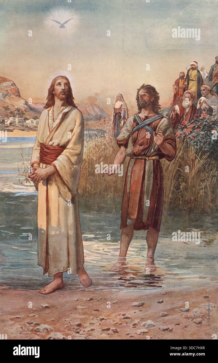 Scene from the biblical story, The Baptism of Jesus, authentic ...