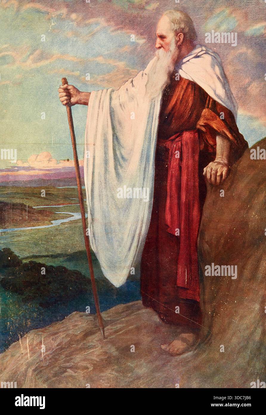 Scene from the biblical story, The Death of Moses, Moses, authentic ...