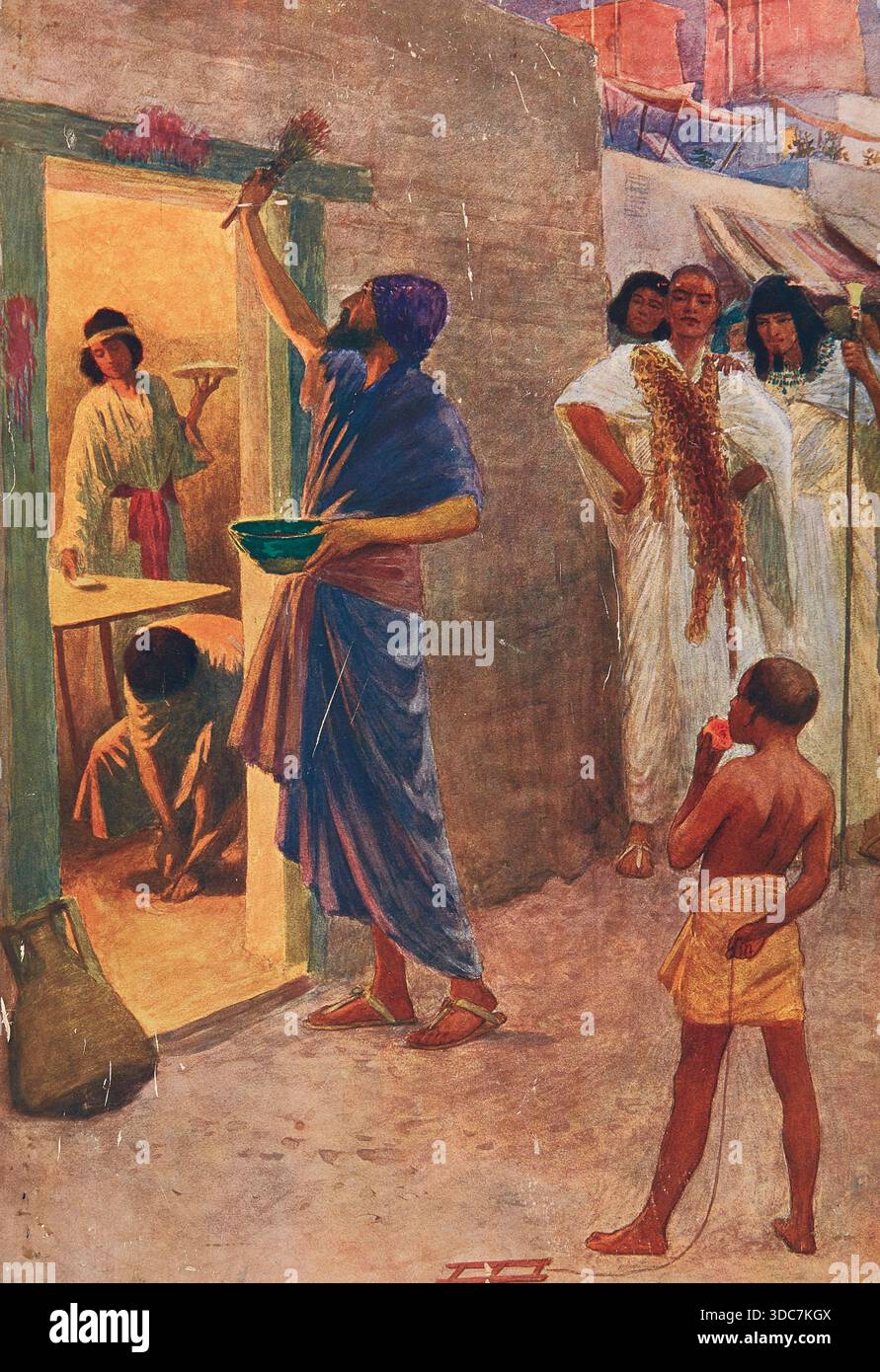 Scene from the biblical story: Passover was instituted by God in the ...