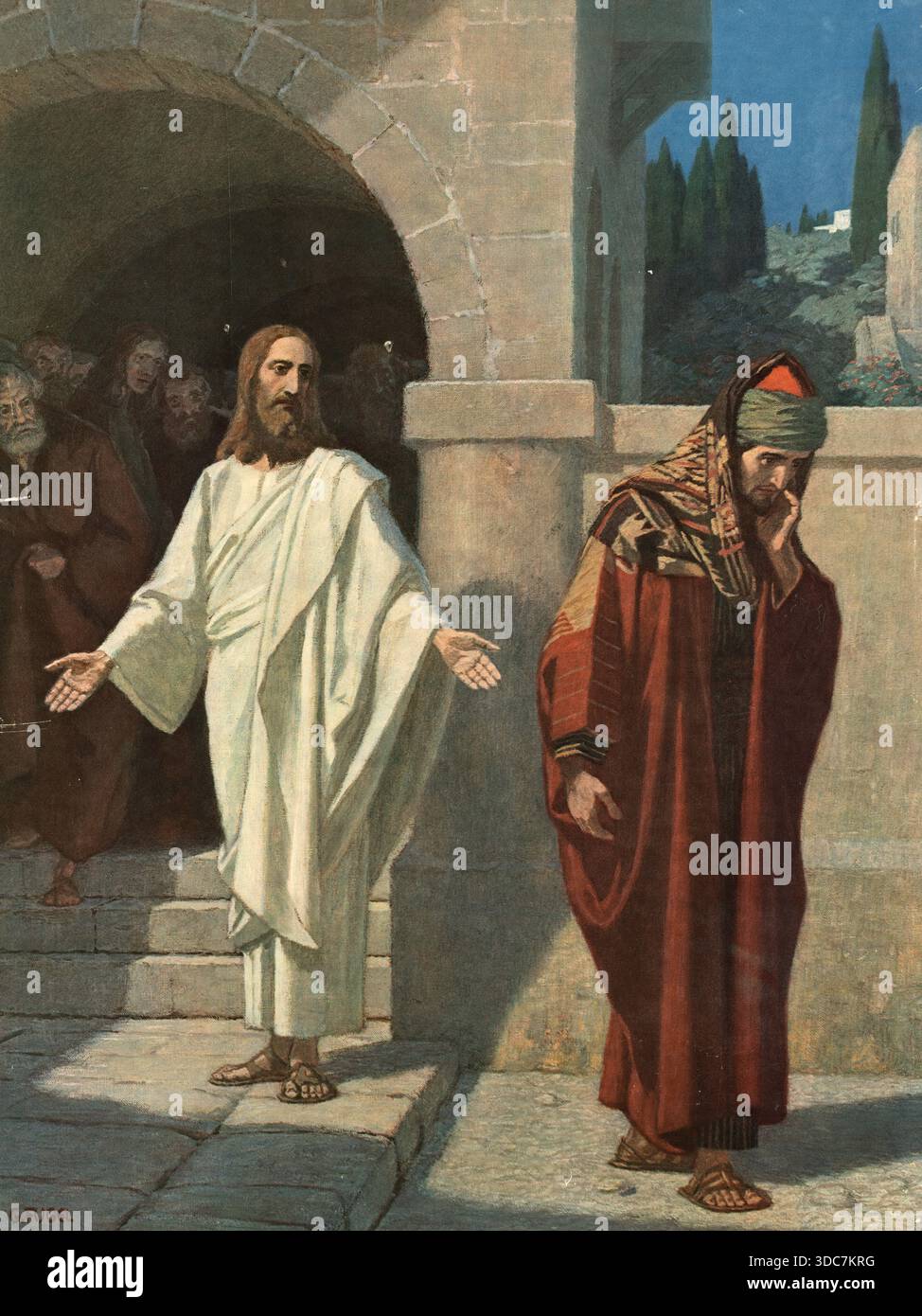 Scene from the biblical story, the story of the rich young man ...