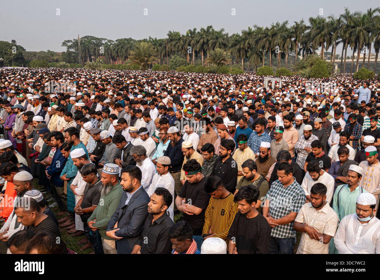 Dhaka, Bangladesh - 20 December 2025: Crowds gather during the funeral ...