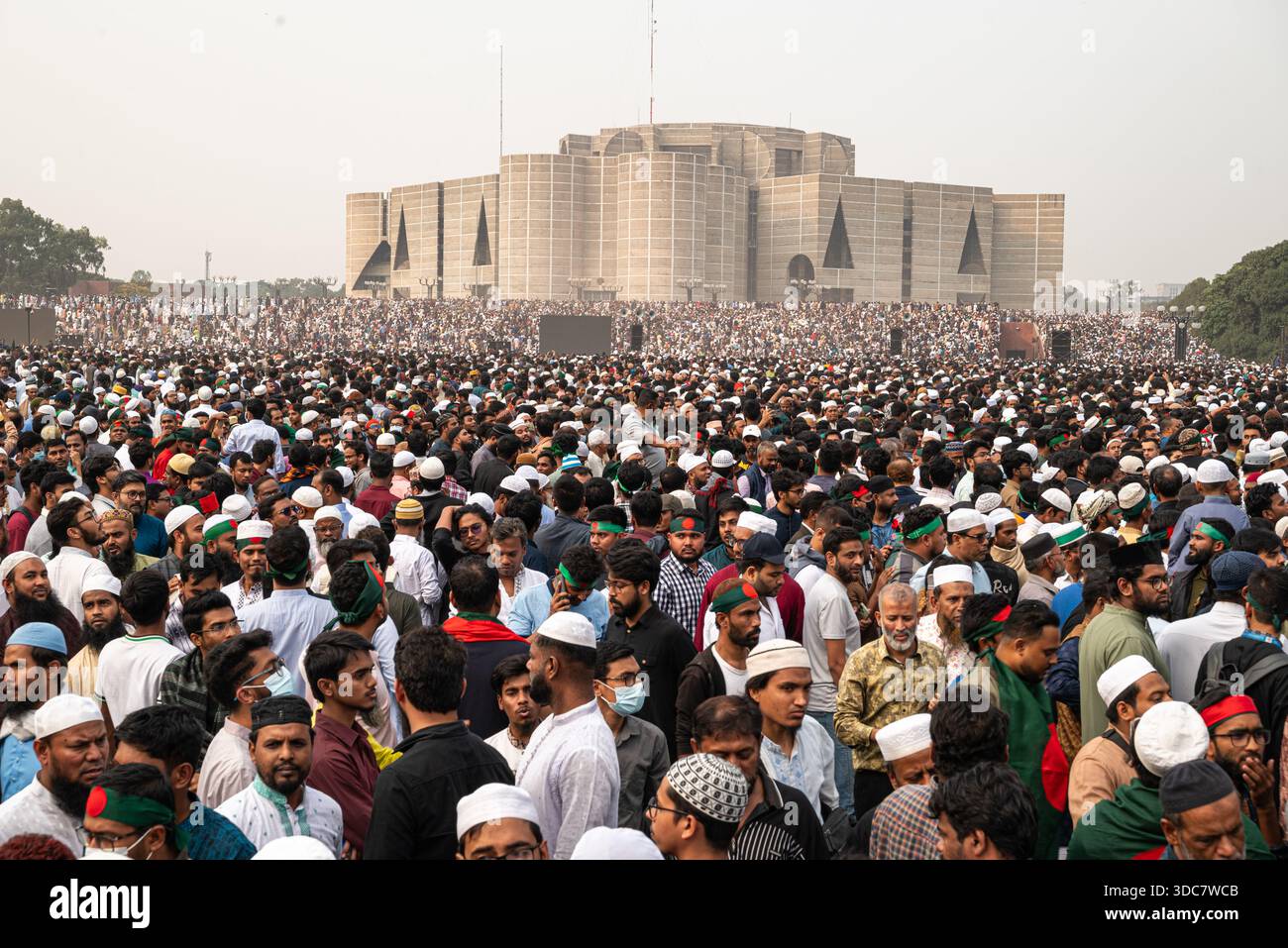 Dhaka, Bangladesh - 20 December 2025: Crowds gather during the funeral ...